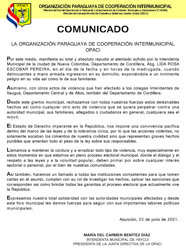 COMUNICADO OPACI - OPACI