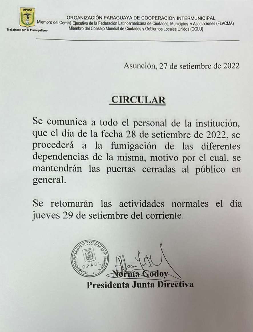 Circular Comunicado OPACI