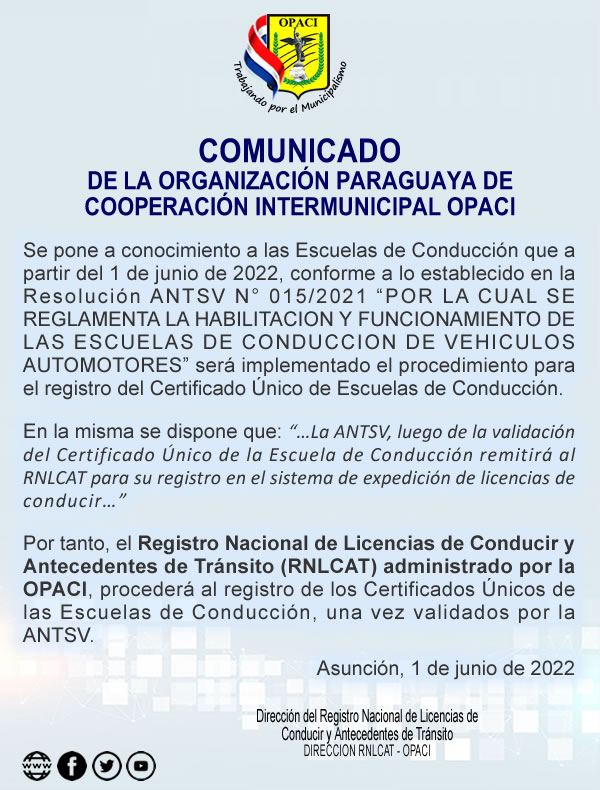 Comunicado RNLCAT - OPACI