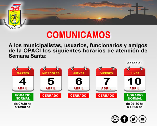 Comunicado por Semana Santa - OPACI