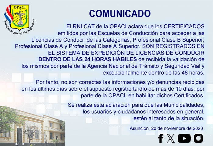 Comunicado RNLCAT - OPACI