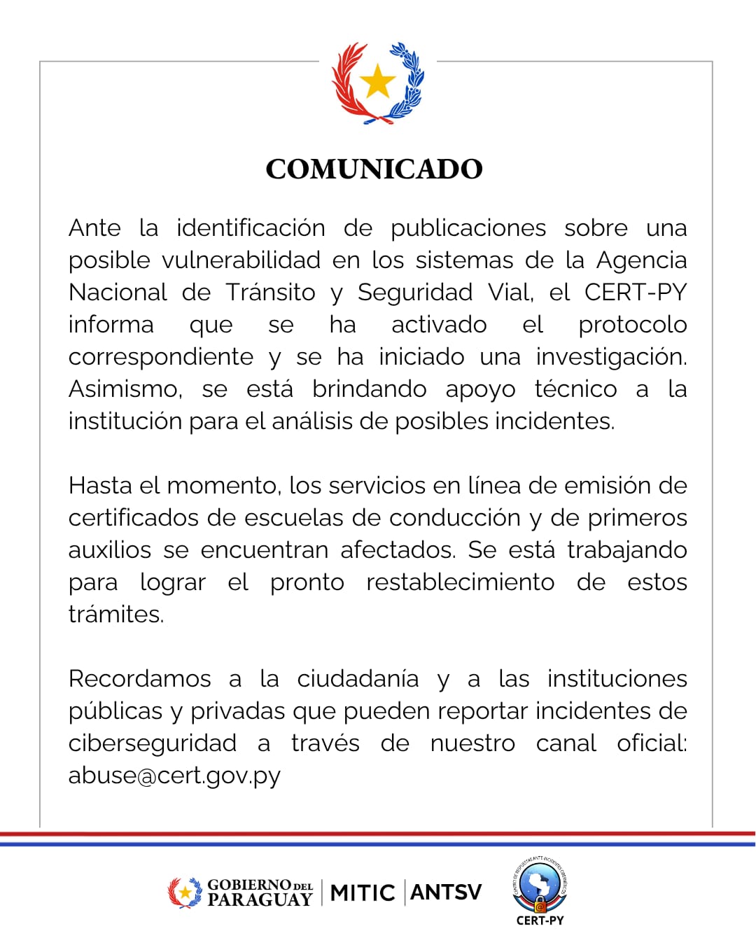 Comunicado de la ANTSV - OPACI